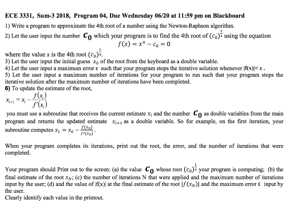 Solved ECE 3331, Sum-3 2018, Program 04, Due Wednesday 06/20 | Chegg.com