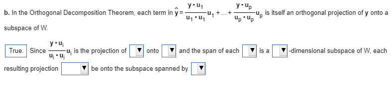 Solved A y-u y up b. In the Orthogonal Decomposition | Chegg.com