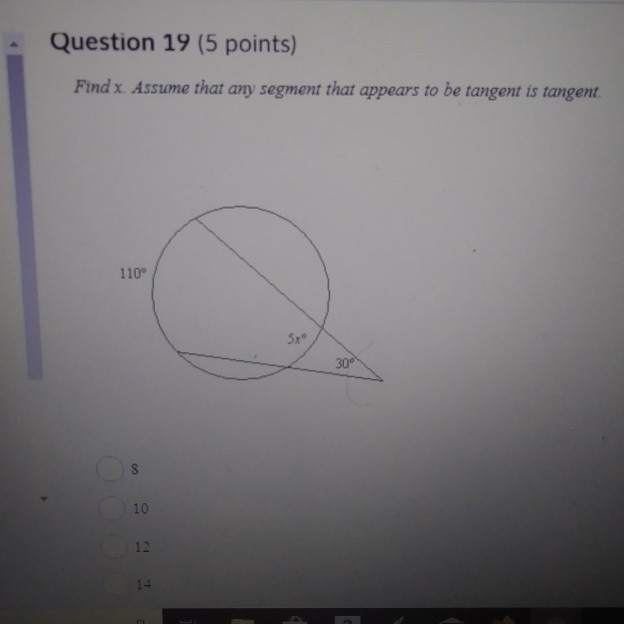 Solved Question 19 (5 points) Find x. Assume that any | Chegg.com
