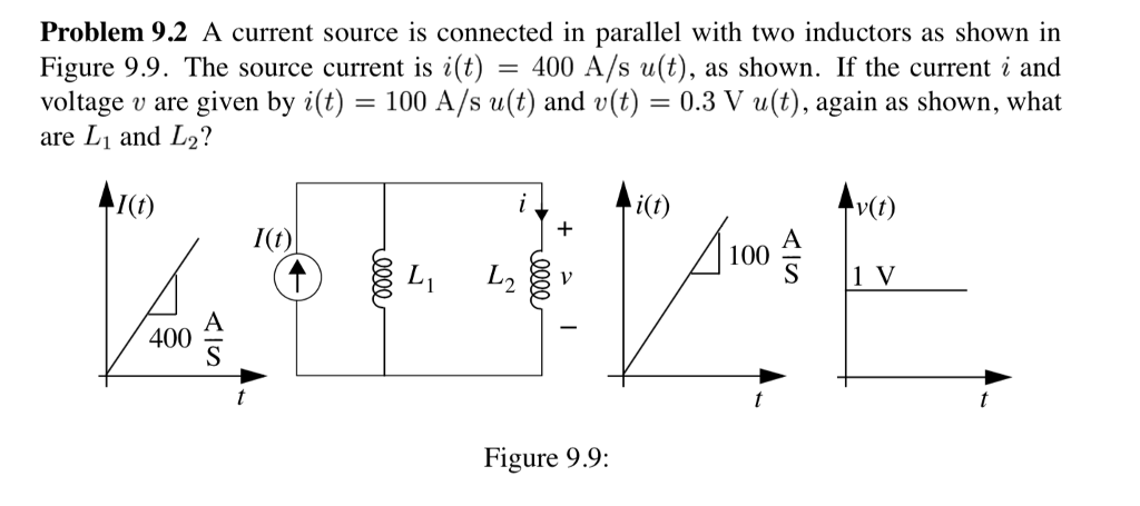 Solved Problem 9.2 A current source is connected in parallel | Chegg.com