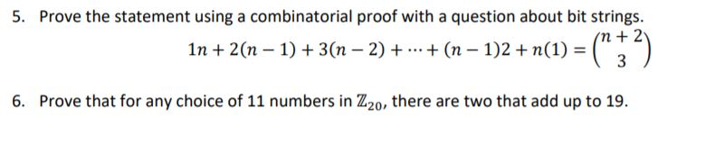Solved 5. Prove the statement using a combinatorial proof | Chegg.com