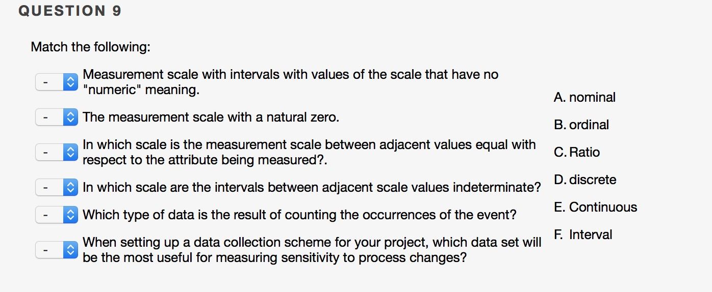 Solved QUESTION 9 Match The Following Measurement Scale Chegg solved-question-9-match-the-following-measurement-scale-chegg