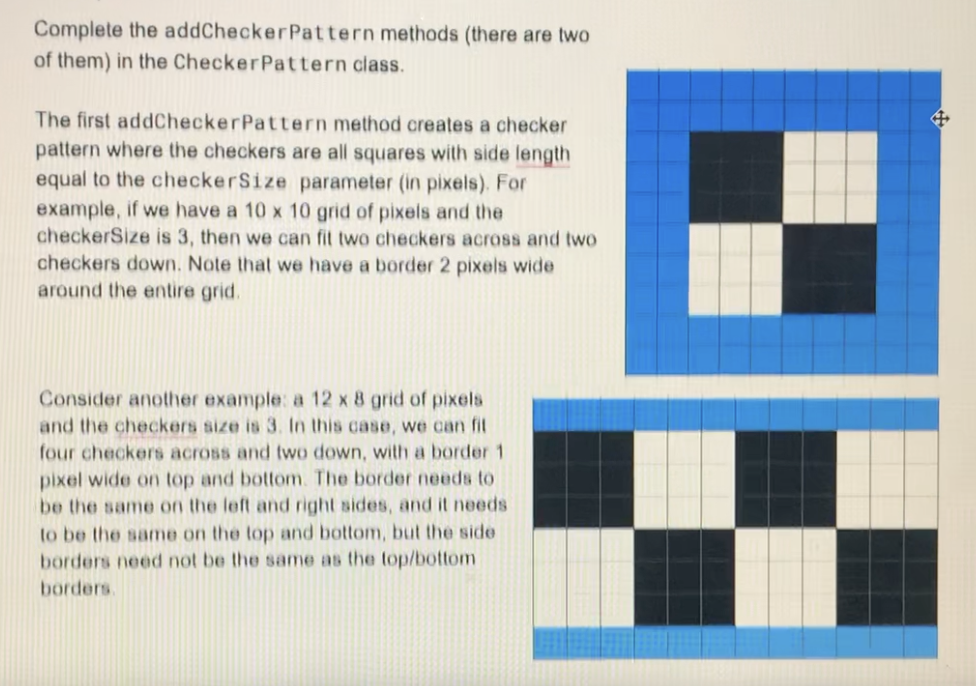 Complete the addChecker Pattern methods (there are | Chegg.com