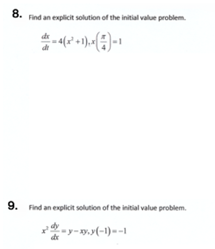 Solved 8. Find an explicit solution of the initial value | Chegg.com