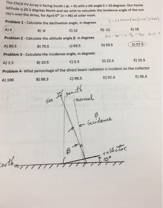Solved PV Array is facing South ( φ e® 0) with a tilt angle | Chegg.com
