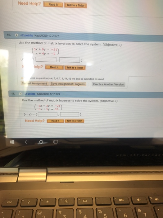 Solved Use the method of matrix inverses to solve the | Chegg.com