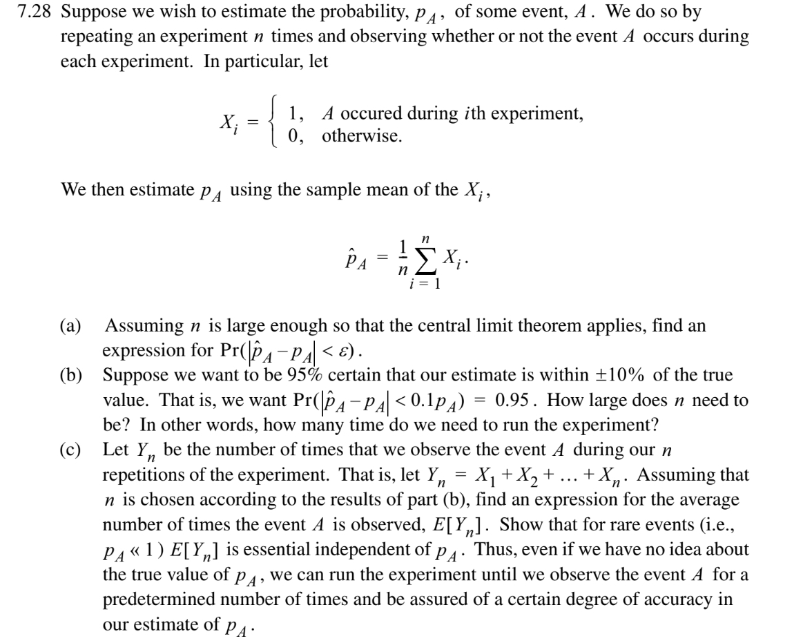 Solved 28 Suppose we wish to estimate the probability, pA, | Chegg.com