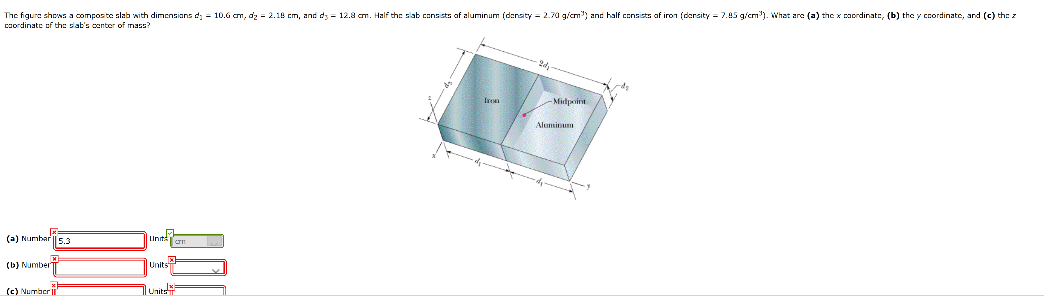 Solved = The figure shows a composite slab with dimensions | Chegg.com