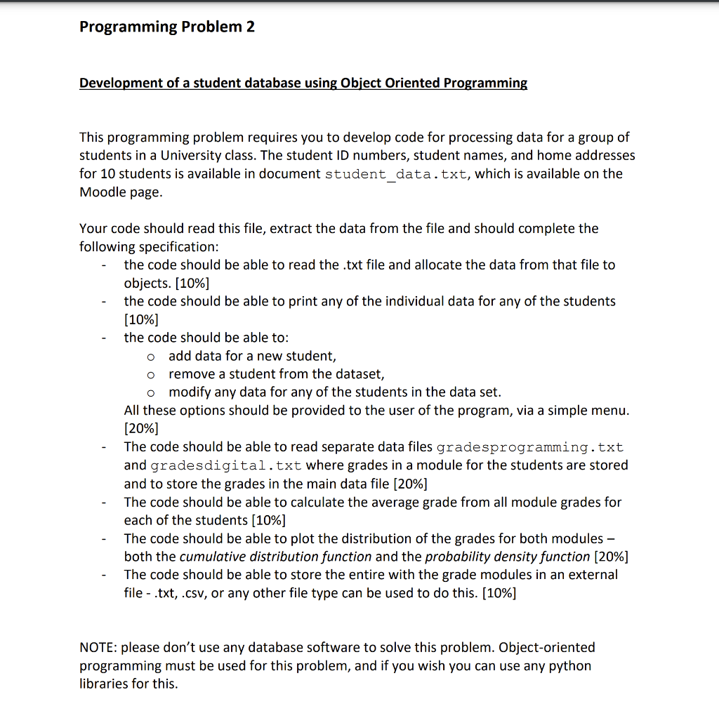 Solved Development of a student database using Object | Chegg.com