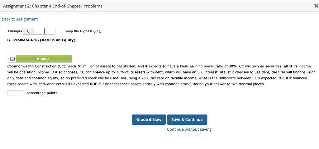 Solved Assignment 2: Chapter 4 End-of-Chapter Problems х | Chegg.com