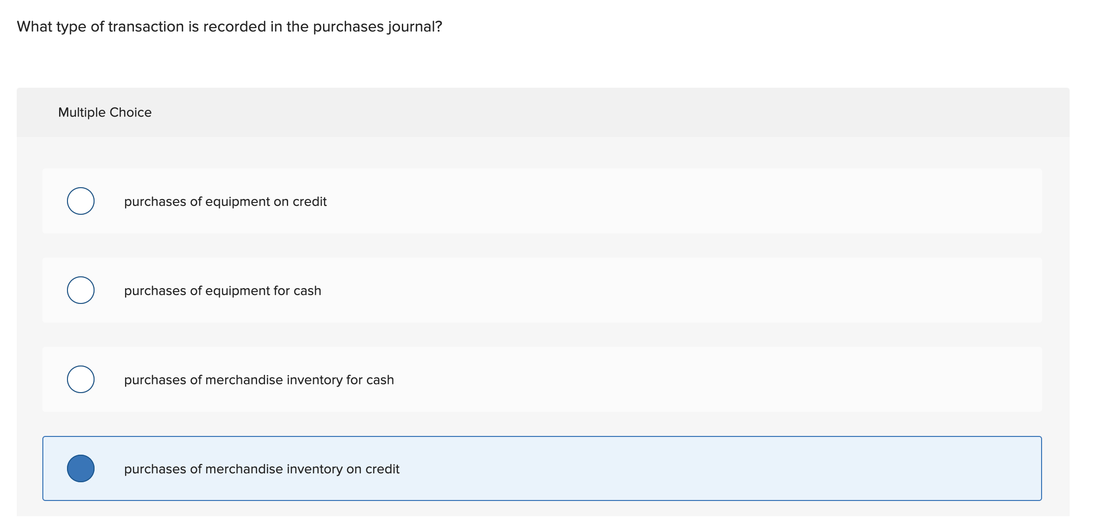 Solved What type of transaction is recorded in the purchases | Chegg.com