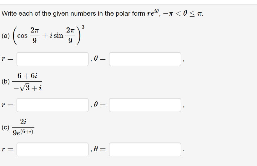 Solved Write each of the given numbers in the polar form | Chegg.com