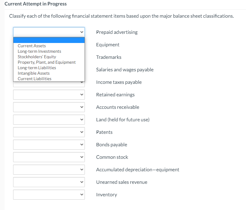Solved Current Attempt in Progress Classify each of the | Chegg.com