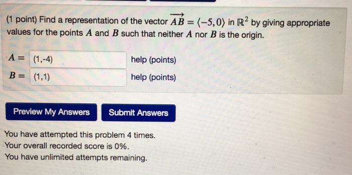 Solved (1 point) Find a representation of the vector | Chegg.com