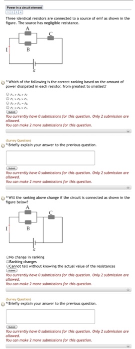 Solved Three identical resistors are connected to a source | Chegg.com