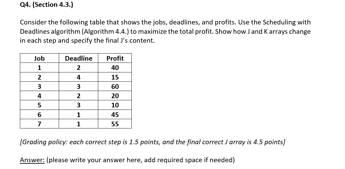 Solved Q4. (Section 4.3.) Consider the following table that | Chegg.com