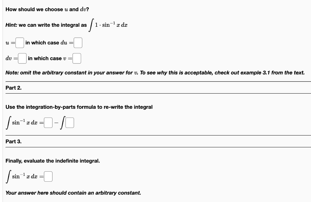 Solved Integration by Parts - Indefinite Integral Let u = | Chegg.com