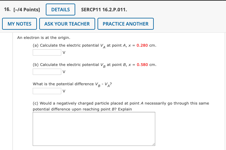 Solved electron is at the origin. (a) Calculate the electric | Chegg.com