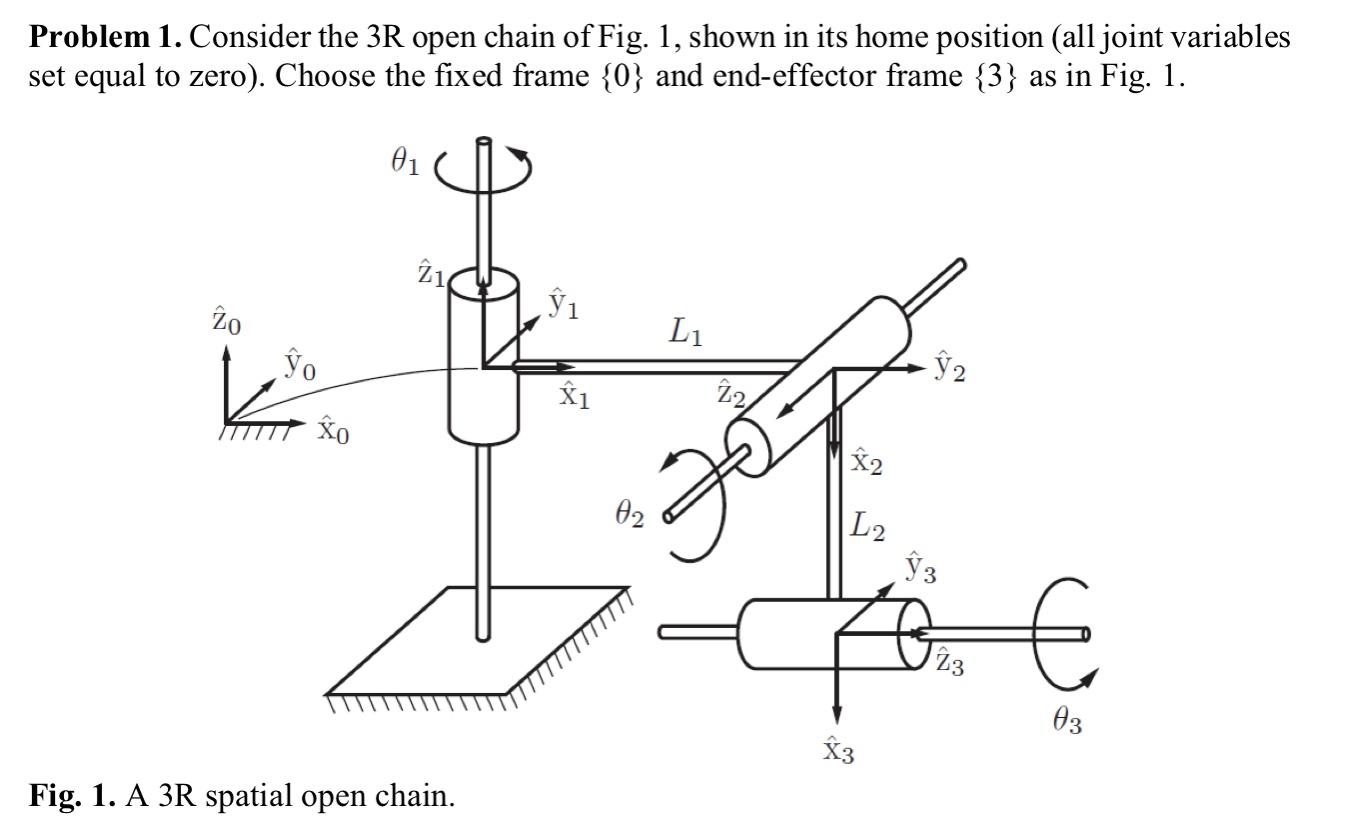Solved Problem 1. Consider the 3R open chain of Fig. 1, | Chegg.com