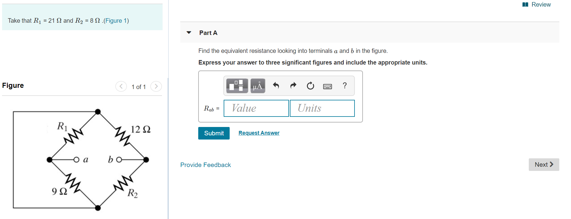 Solved HI Review Take that R1 = 21 22 and R2 = 8 12.(Figure | Chegg.com
