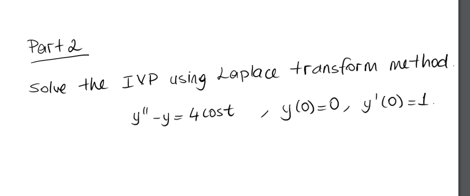 Solved Parta solue the IVP using Laplace transform method y" | Chegg.com