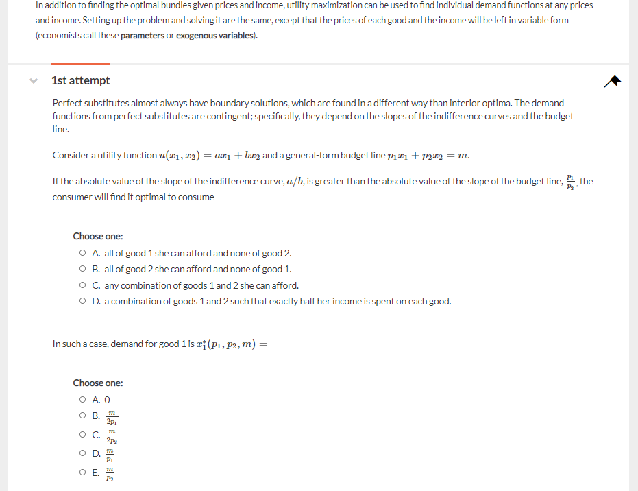Solved In addition to finding the optimal bundles given | Chegg.com