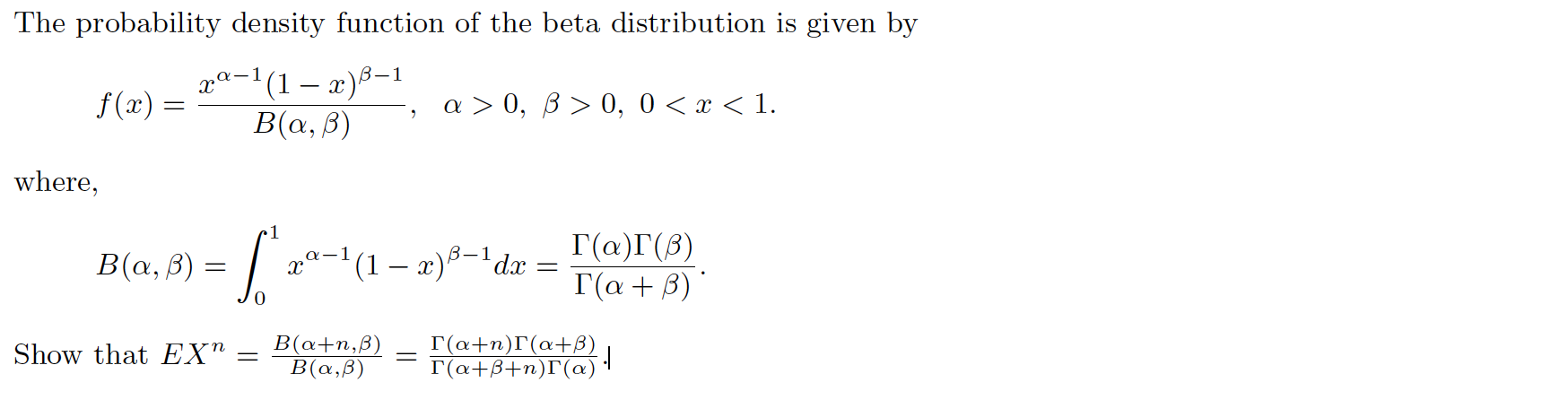 Solved The probability density function of the beta | Chegg.com