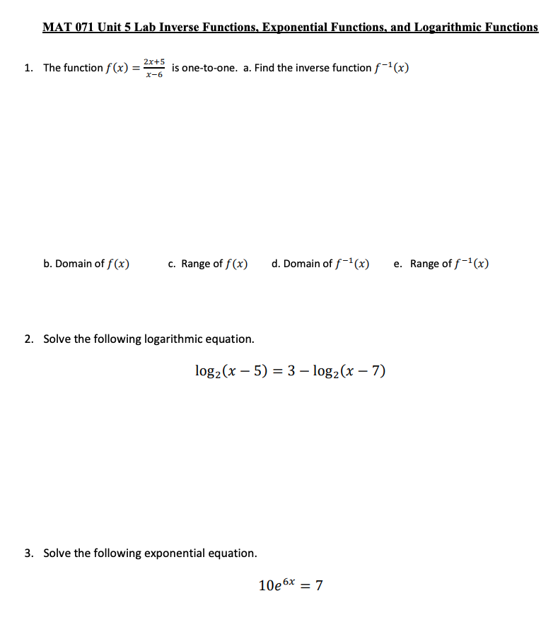 Unit 7 Exponential And Logarithmic Functions Homework 6 Solving ... Unit 7 Exponential And Logarithmic Functions Homework 6 Solving ...