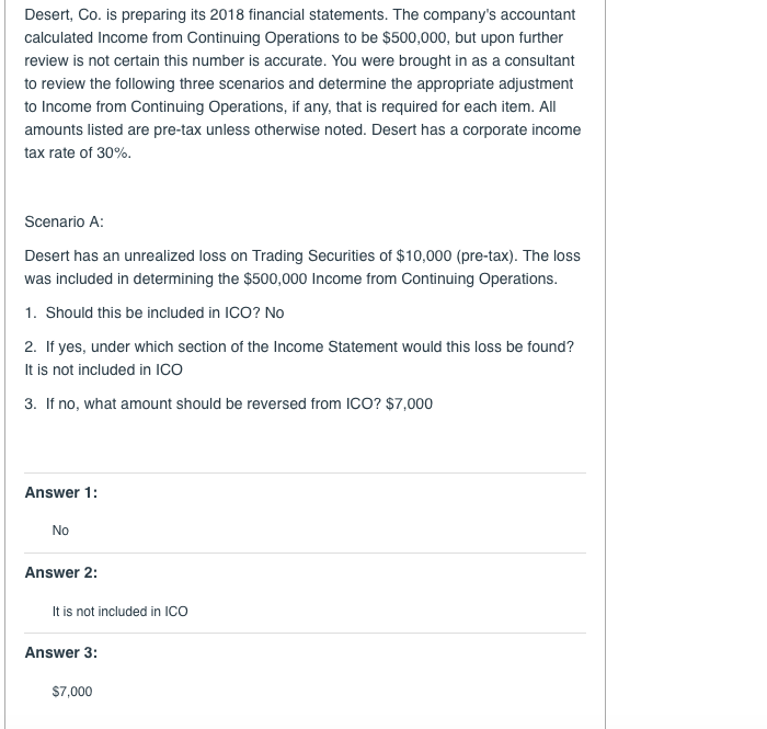 Solved: Desert, Co. Is Preparing Its 2018 Financial Statem... | Chegg.com