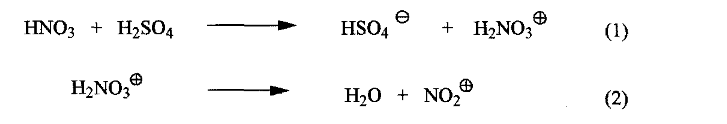 Solved HNO3 + H2SO4 HSO4 + H2NO3 (1) H2NO3 H2O + NO2 (2) | Chegg.com