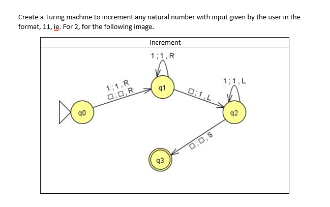 Solved Create a Turing machine to increment any natural | Chegg.com