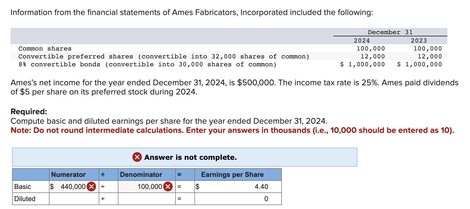 Solved Information from the financial statements of Ames | Chegg.com