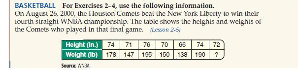 Solved 2. Draw a scatter plot. BASKETBALL For Exercises | Chegg.com