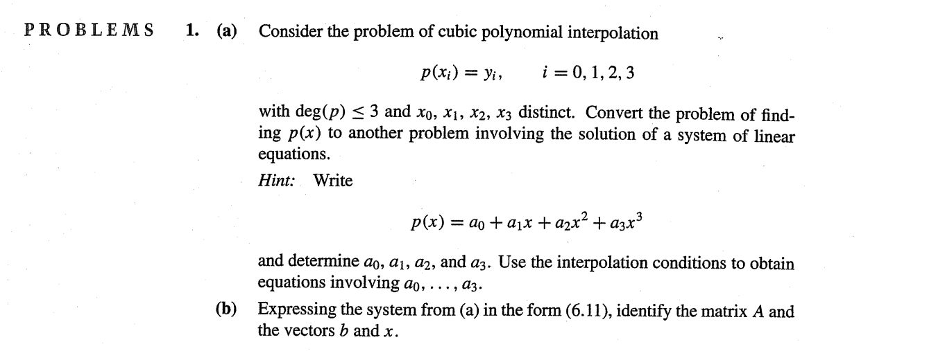Solved Consider the problem of cubic polynomial | Chegg.com