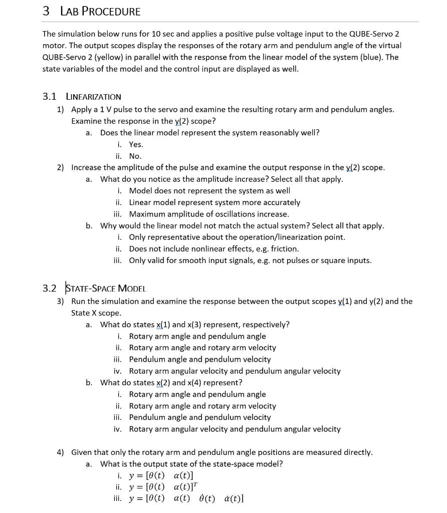 QUBE-Servo 2 - Pendulum Modelling 1 MOTIVATION | Chegg.com