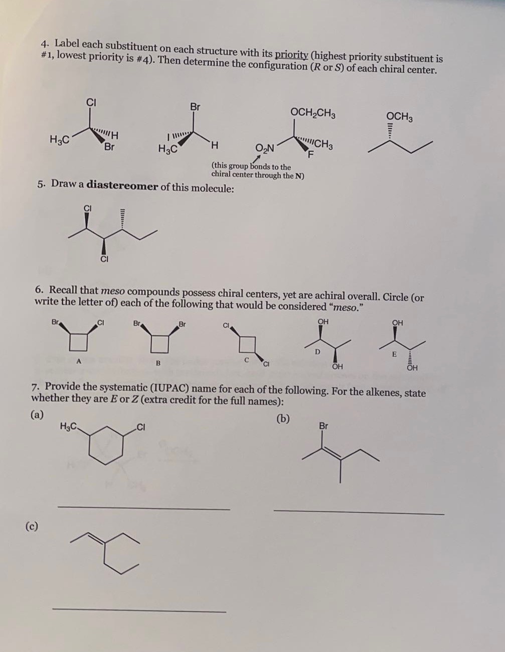 Solved 4. Label each substituent on each structure with its | Chegg.com
