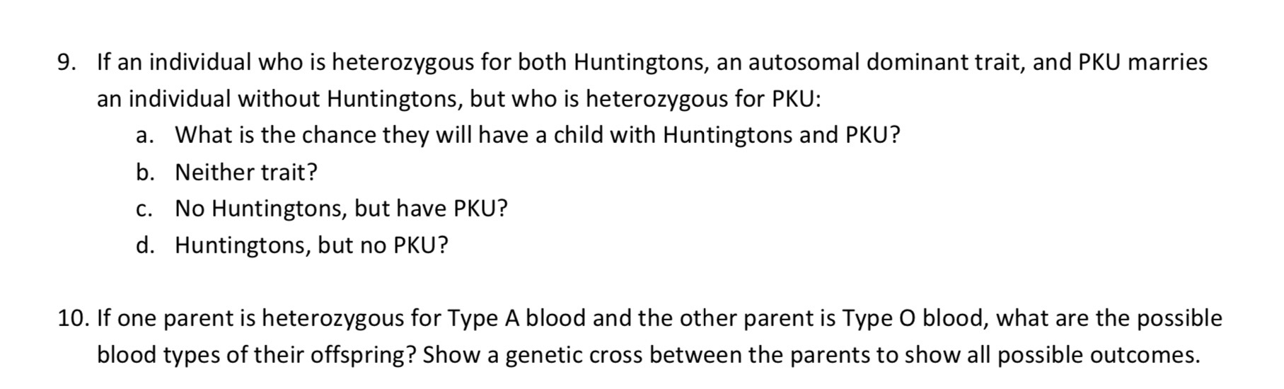 Solved Directions Complete The Following Genetics Problems Chegg