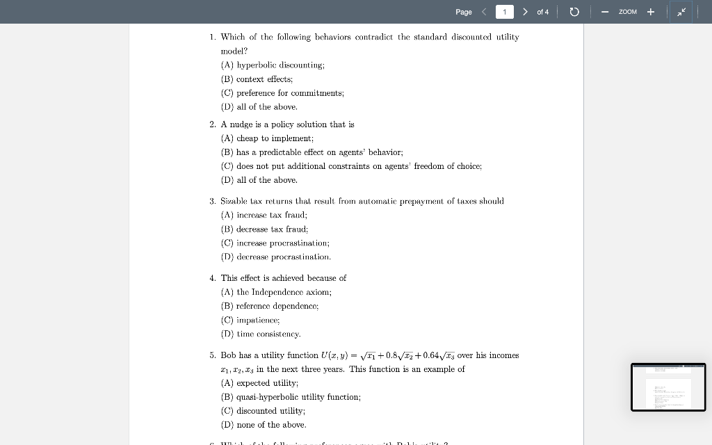 Solved Page of 4 ZOOM 1. Which of the following | Chegg.com