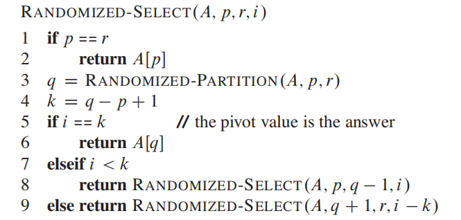 Solved Consider the code for Randomized-Selection on page | Chegg.com