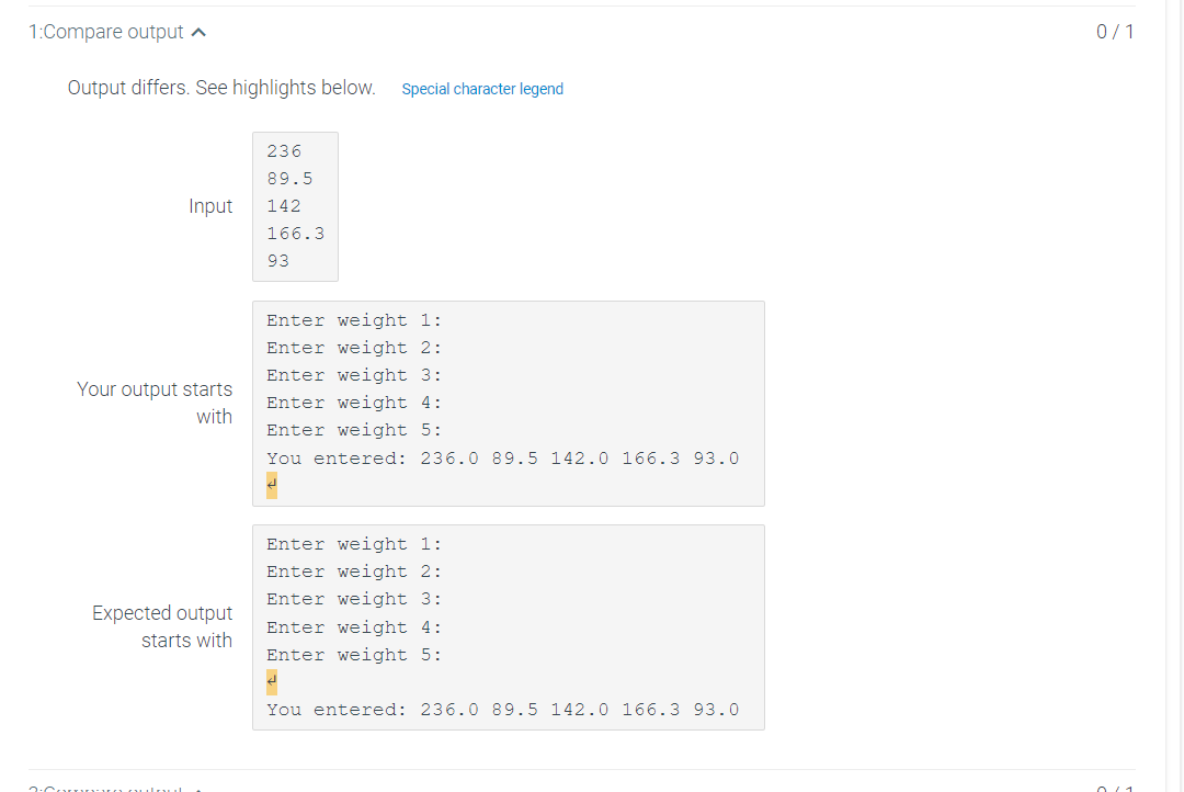 Solved Output Differs See Highlights Below Special 