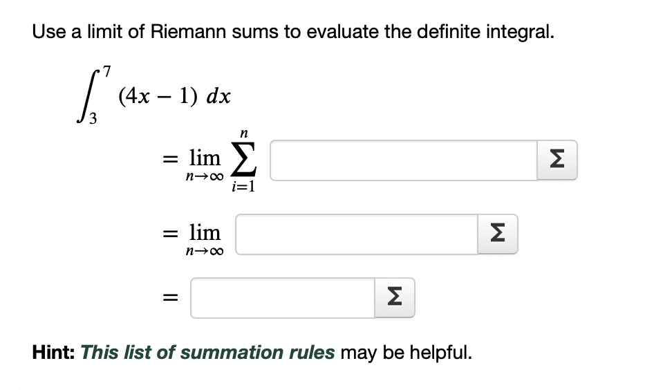 Solved Use a limit of Riemann sums to evaluate the definite | Chegg.com