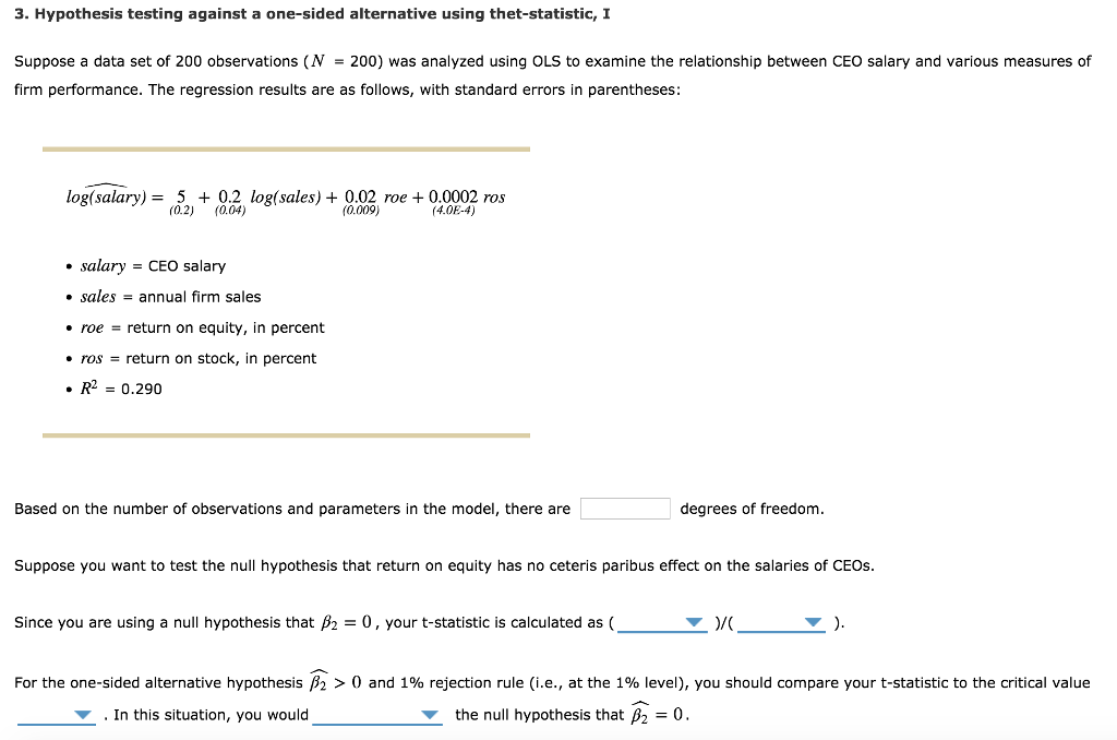 Solved 3 Hypothesis Testing Against A One Sided Alternative