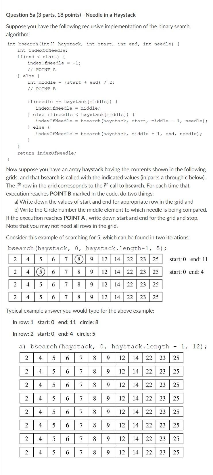 Solved Question 5a 3 Parts 18 Points Needle In A 