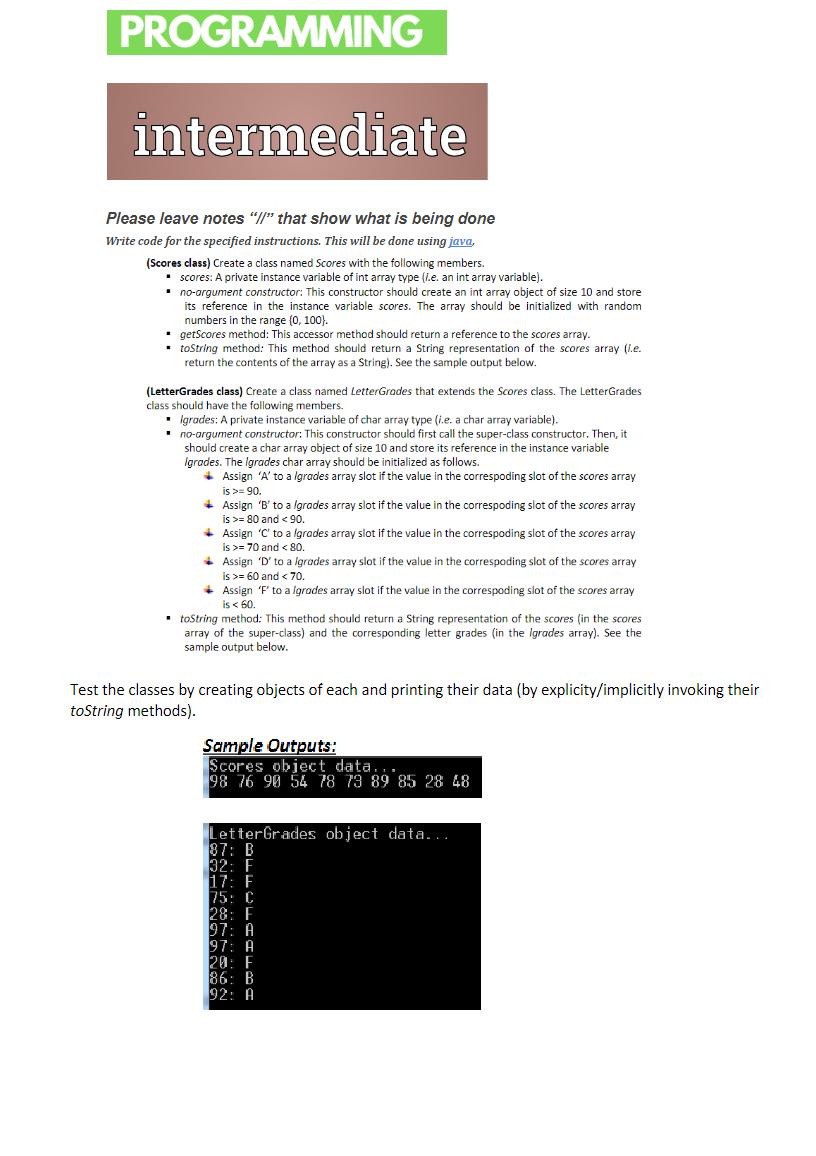 Solved PROGRAMMING intermediate Please leave notes "l/" that | Chegg.com