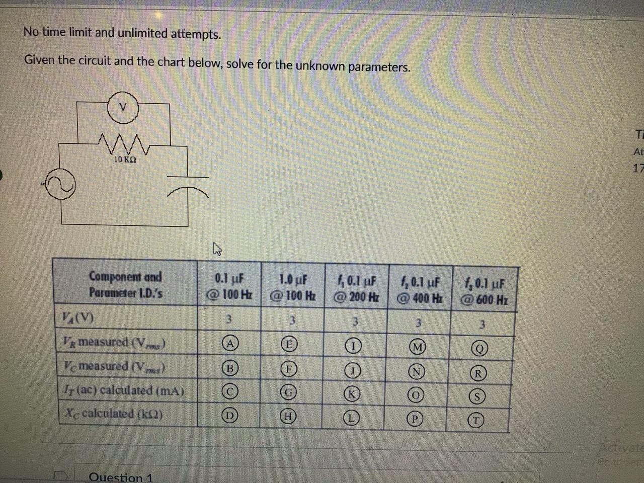Solved Given a circuit in the chart below solve for the | Chegg.com