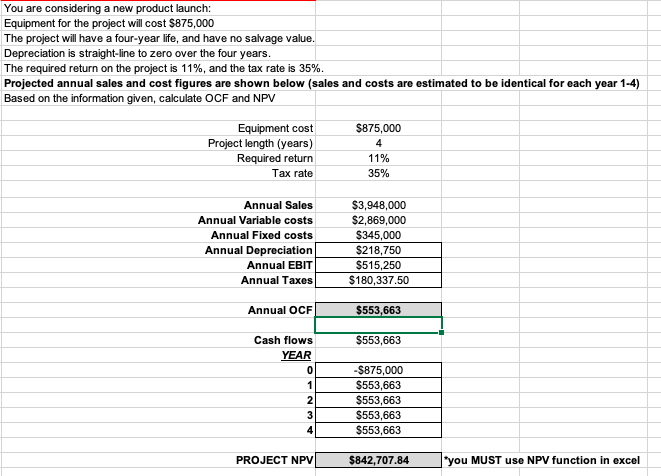 Solved What is the year 1 OCF given the following | Chegg.com