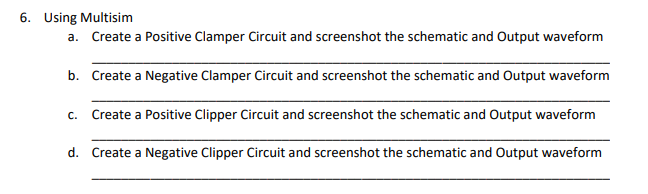 Solved 6. Using Multisim a. Create a Positive Clamper | Chegg.com