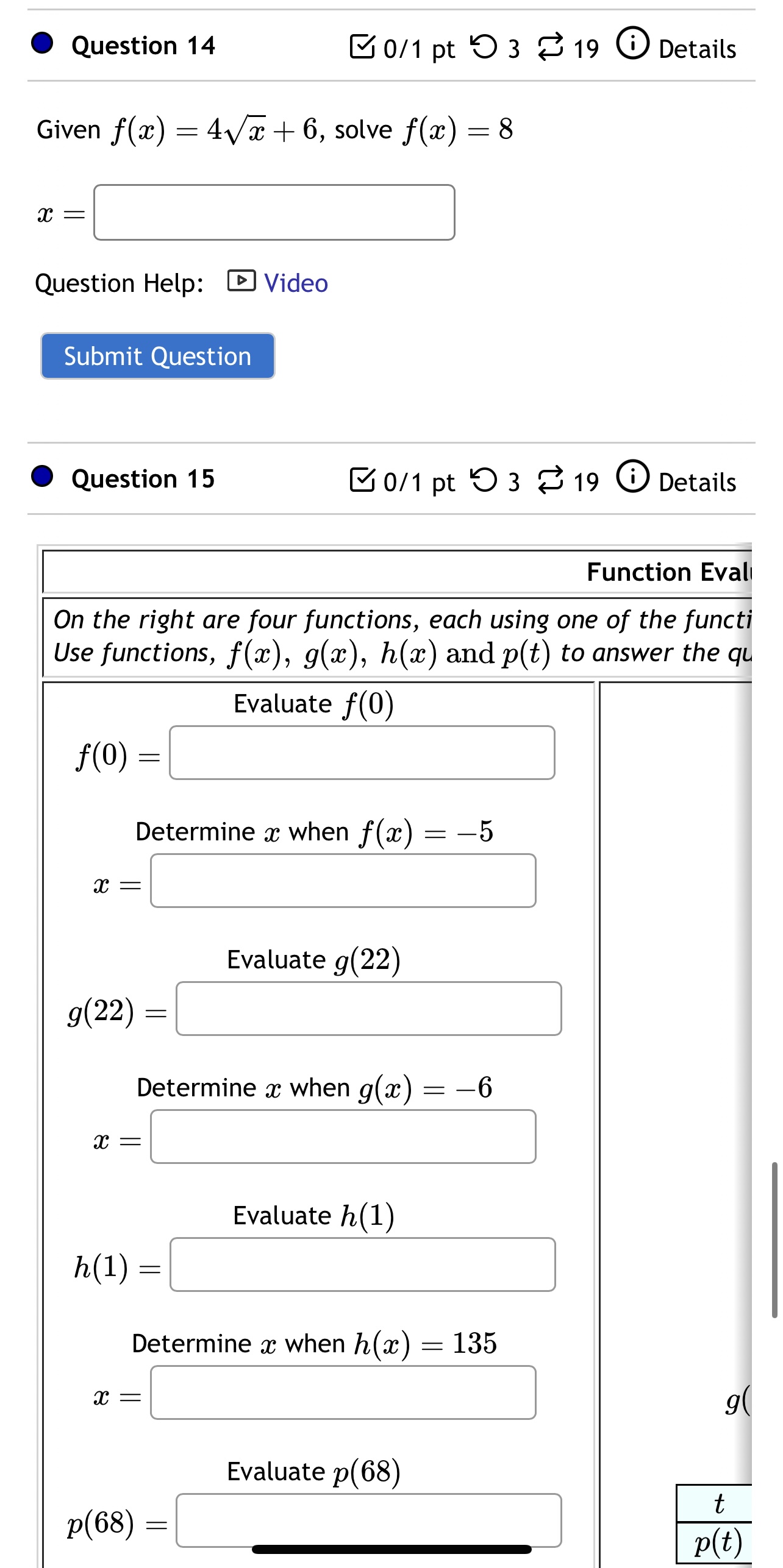 Solved Given f(x)=4x+6, solve f(x)=8 x= Question Help: | | Chegg.com