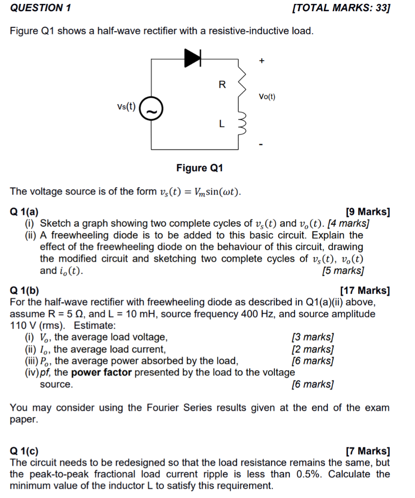 Solved QUESTION 1 [TOTAL MARKS: 33] Figure Q1 shows a | Chegg.com