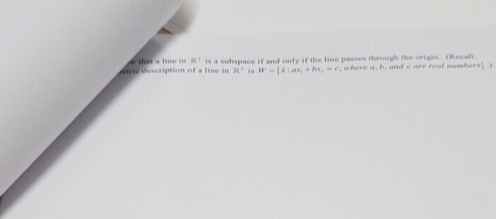 Solved Draw that a line in R^2 is a subspace if and only if | Chegg.com